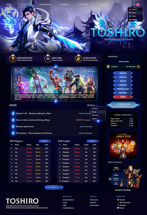 Metin2 Game Website Templates and best Ui-Sets | Templstock.com
